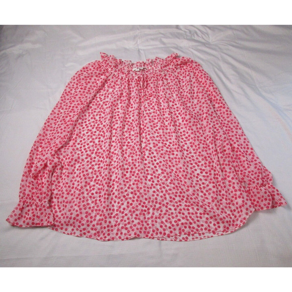 Boden | Tops | Boden Top 8 Pink White Womens Plus Sheer Ruffle Bell ...